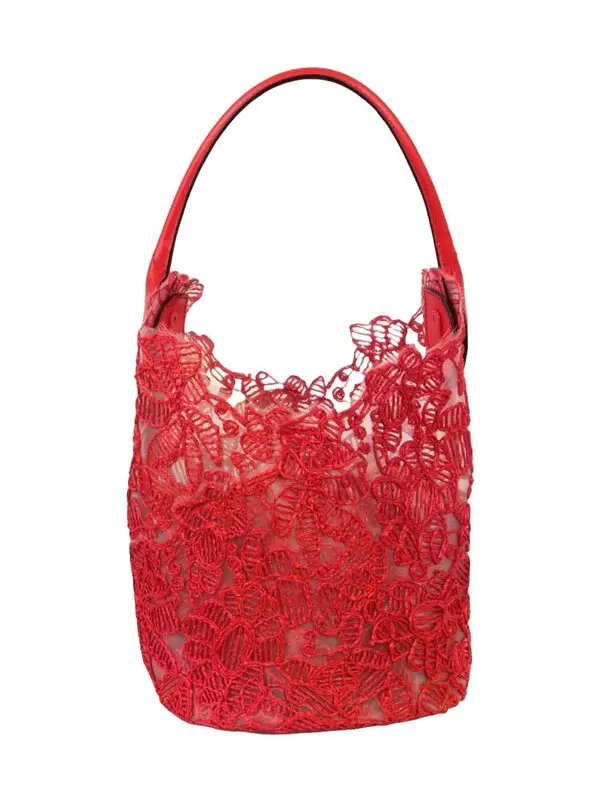 Ermanno Scervino Floral Lace Bucket Bag - Red