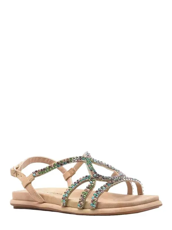 ALMA EN PENA Crystal-embellished Leather Sandals - Neutrals