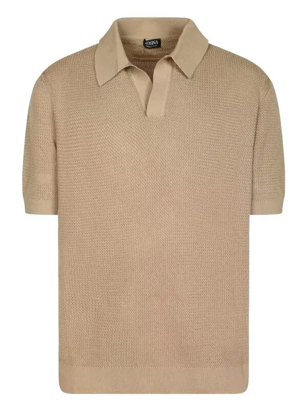 Zegna Waffle-knit Polo-collar T-shirt - Neutrals