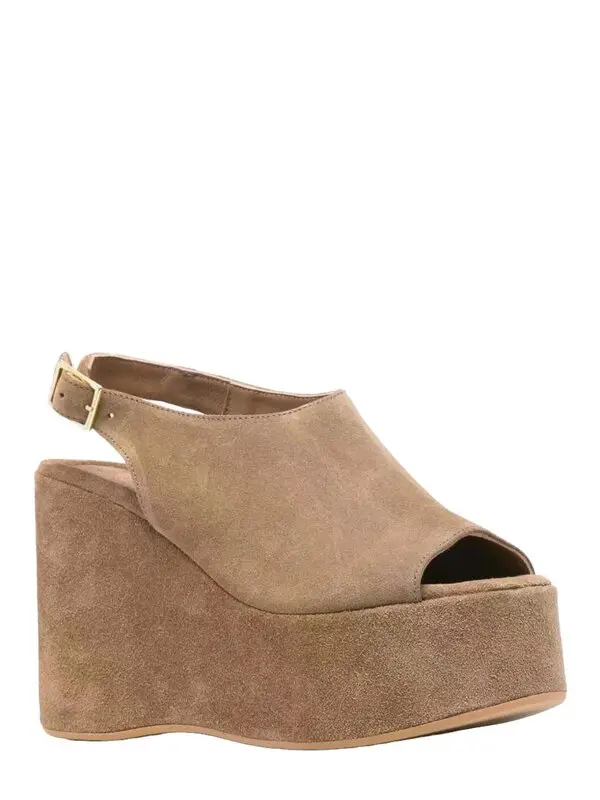 CURIOSITÈ Suede Platform Slingback Sandals - Neutrals