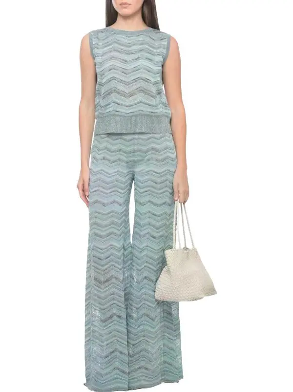 D.exterior Sleeveless Chevron Knit Sweater - Blue