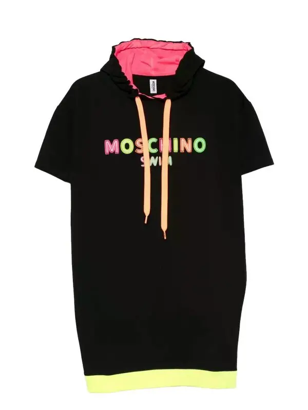 Moschino Print Drawstring Mini Dress - Black