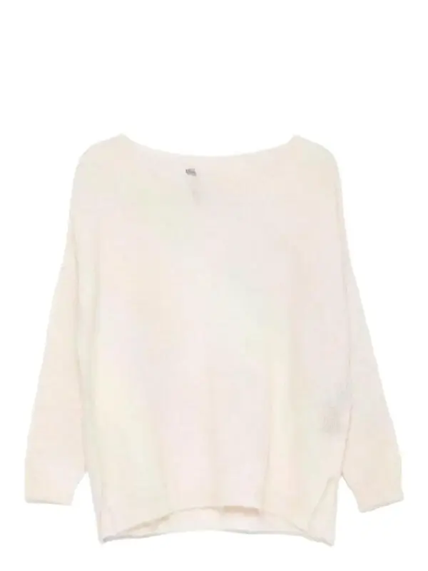 D.exterior Side-slit Sweater - Neutrals