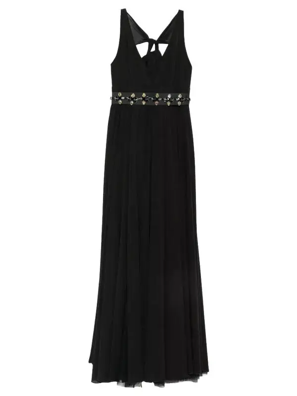 ALESSANDRO LEGORA Crystal-embellished V-neck Maxi Dress - Black