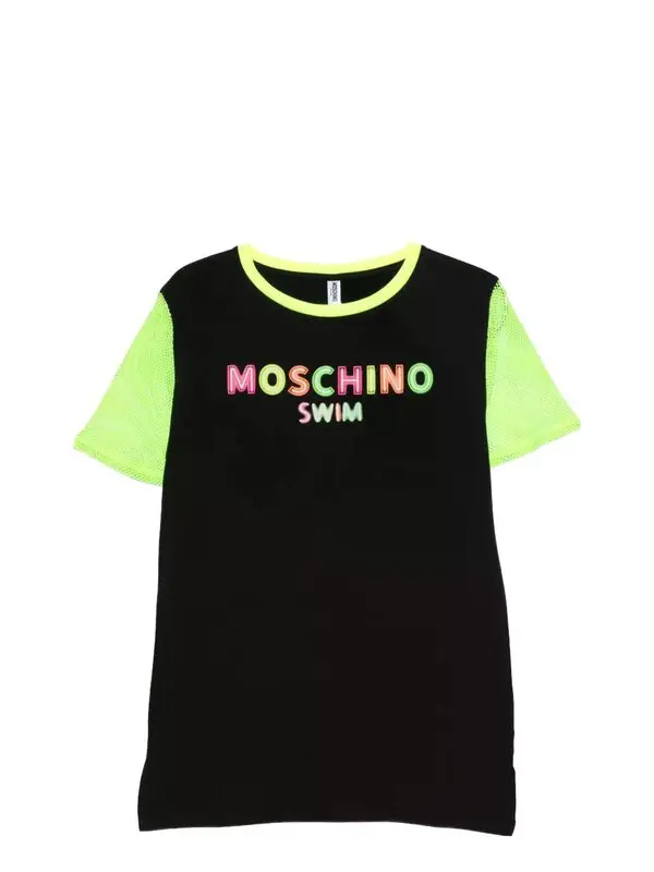Moschino Mesh-sleeve Logo T-shirt - Black