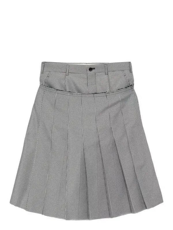Comme Des Garçons Pleated Check Midi Skirt - Black