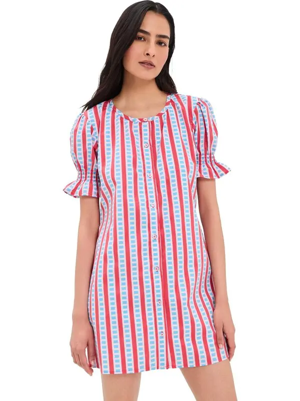 Addison Bay Striped Puff Sleeve Sailor Dress - Ruby Hatch