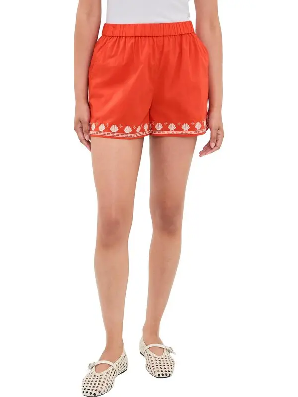 Z Supply Embroidered Cotton Shorts - Lychee