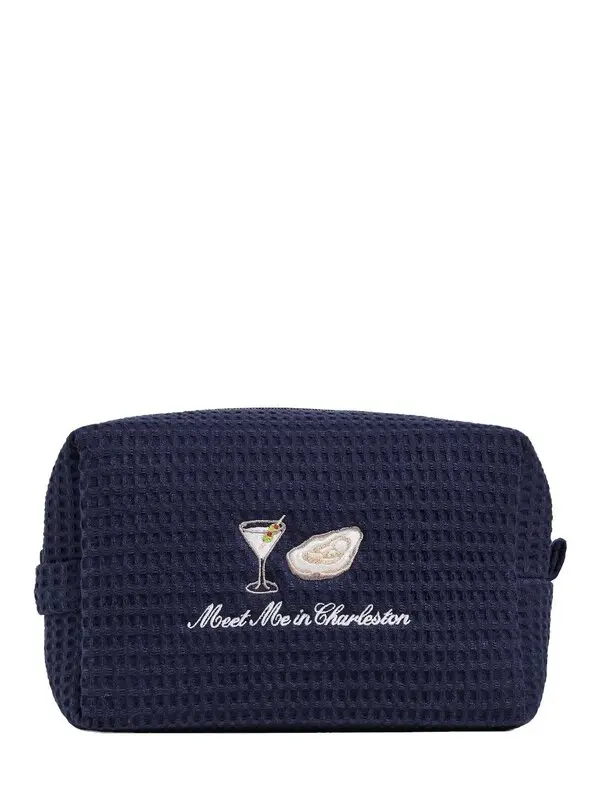 ABBODE Pouch With Martini And Oyster Embroidery - Navy