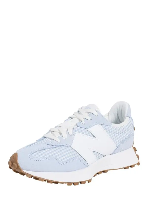 NEW BALANCE 327 Sneakers With Gingham Seersucker Trim - Blue/white
