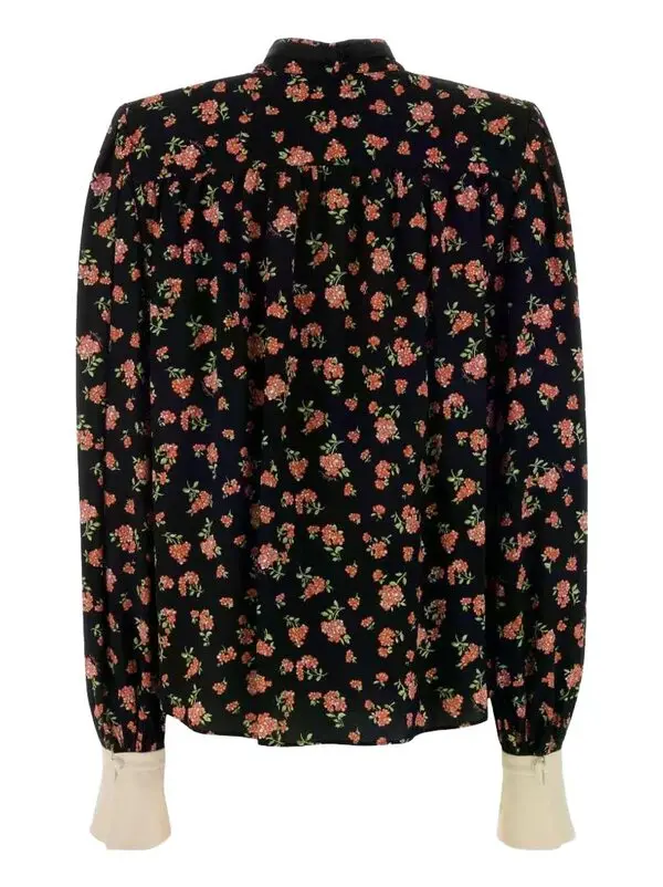 Valentino Garavani Floral Print Pleated Shirt - Black