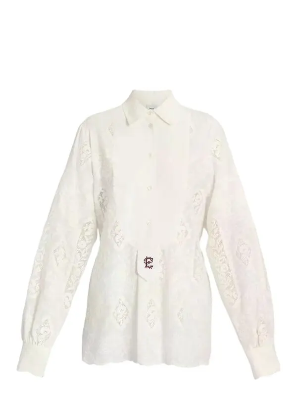 Erdem Embroidered Cotton-voile Shirt - Neutrals