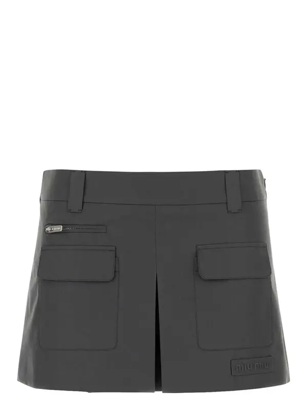 Miu Miu Poplin Mini Skirt - Gray
