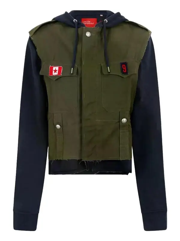 MERCI Layered-design Frayed-edge Jacket - Blue