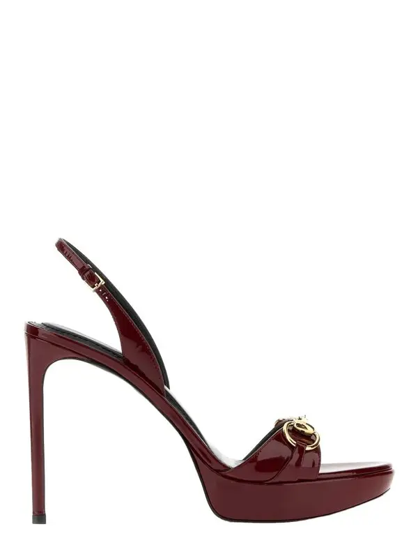 Gucci Burgundy Leather Donna Sandals - Red
