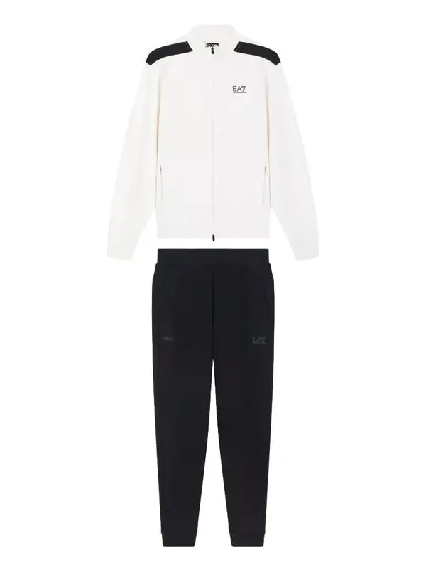 EA7 Logo-print Zip-up Sweatshirt - Neutrals