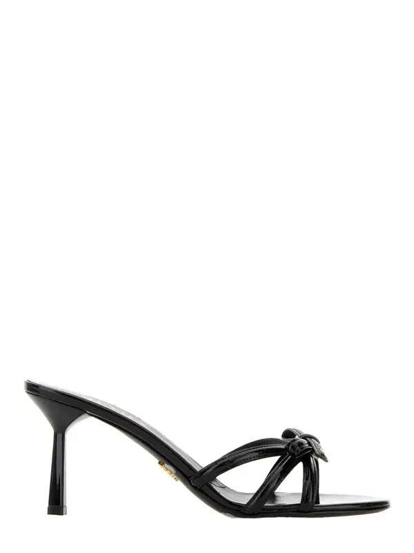 Prada Leather Mules With Bow Detailing - Black