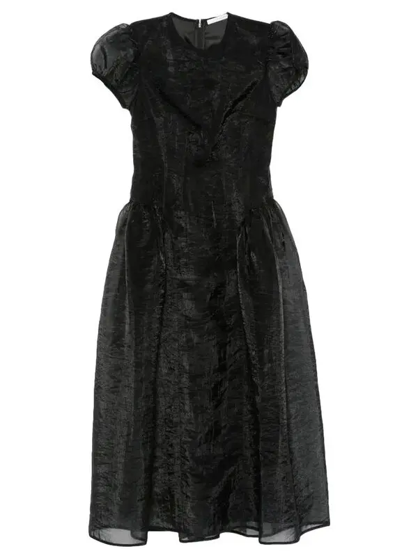 Cecilie Bahnsen Puff-sleeve Midi Dress - Black