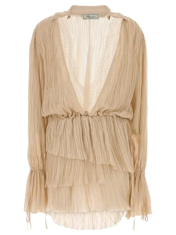 Blumarine Skin Georgette Mini Dress - Pink