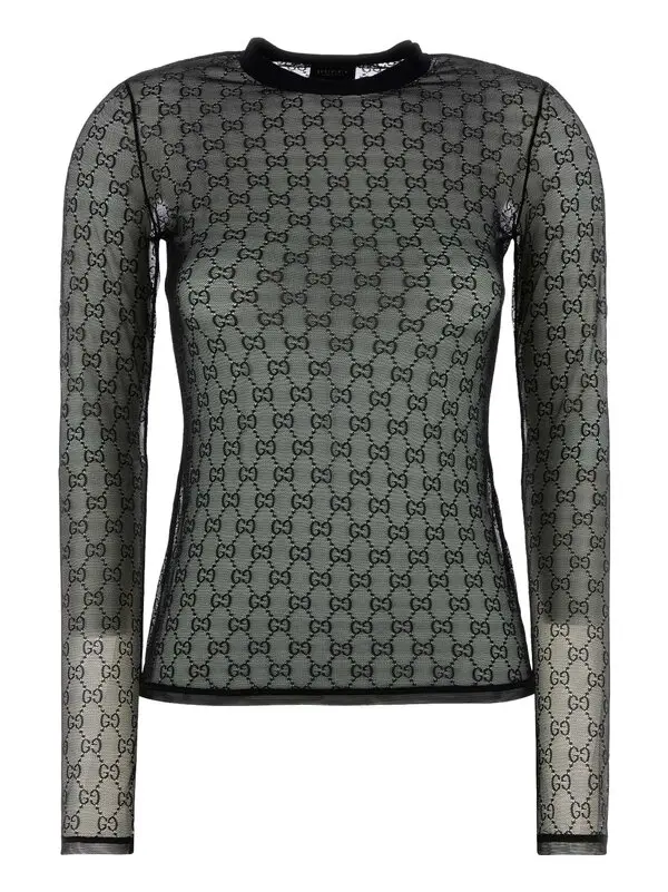 Gucci Mesh Monogram Top - Black