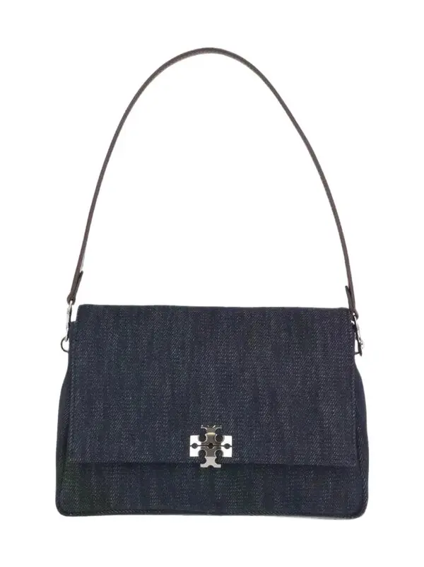 Tory Burch Charlie Logo-plaque Denim Shoulder Bag - Blue