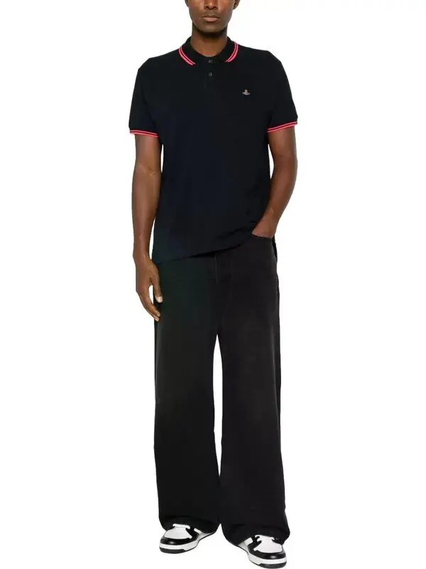 VIVIENNE WESTWOOD Classic Embroidered-detail Cotton Polo Shirt - Blue