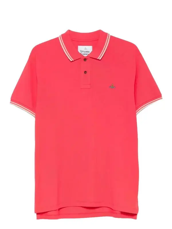 VIVIENNE WESTWOOD Classic Embroidered-detail Cotton Polo Shirt - Pink