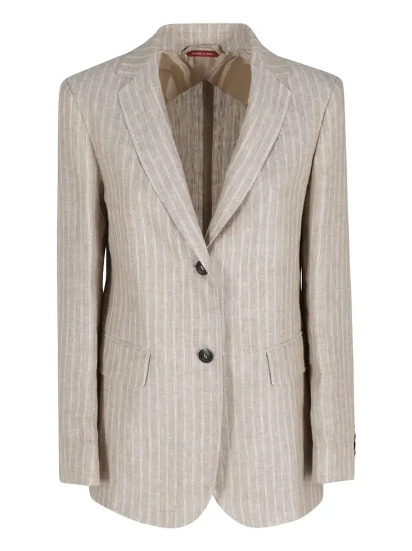 Max Mara Colonial Striped Linen Blazer - Multicolor