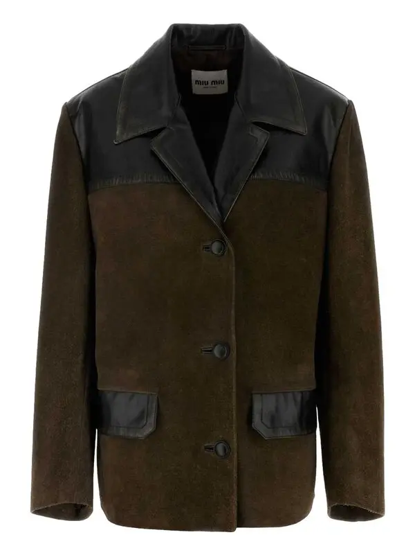 Miu Miu Leather Trimmed Jacket - Multicolor