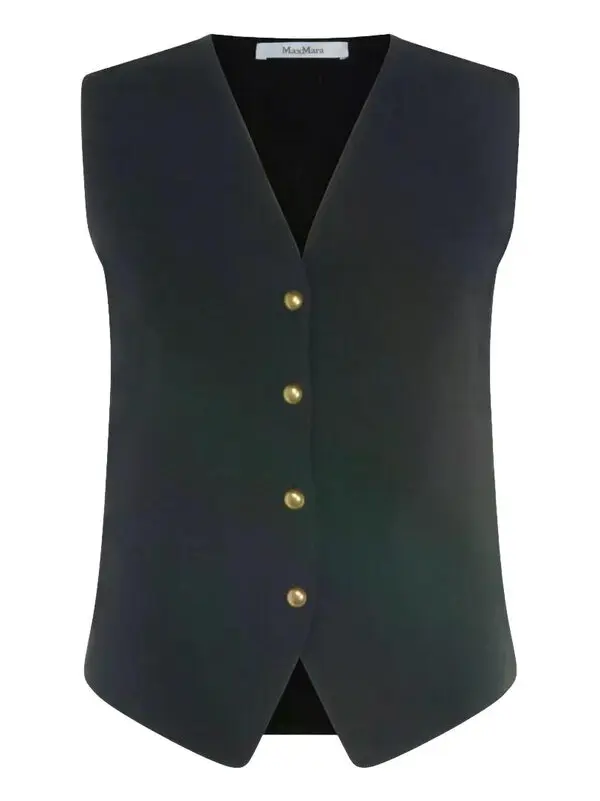 Max Mara V-neck Button-up Gilet - Blue