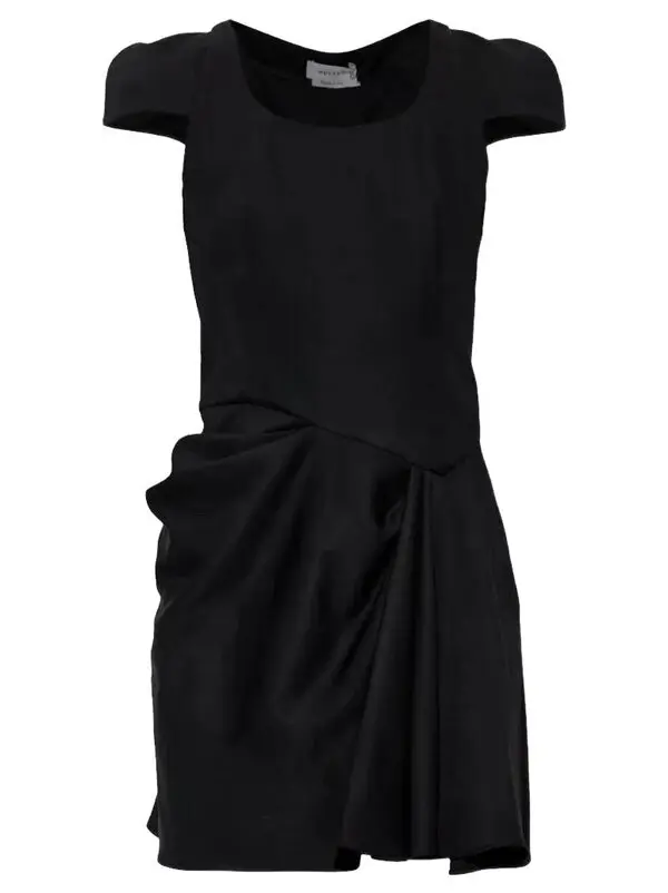 Alexander McQueen Draped Wool Mini Dress - Black
