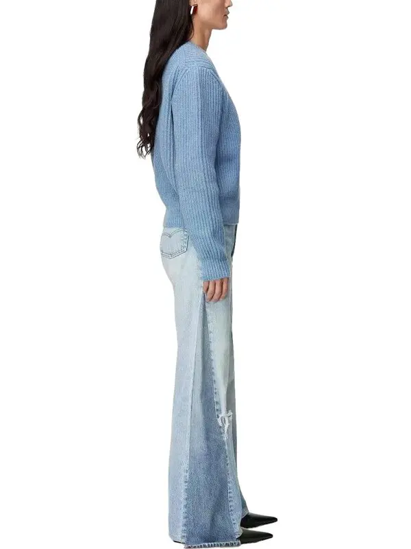Another Tomorrow Ribbed Knit Cashmere Sweater - Blue