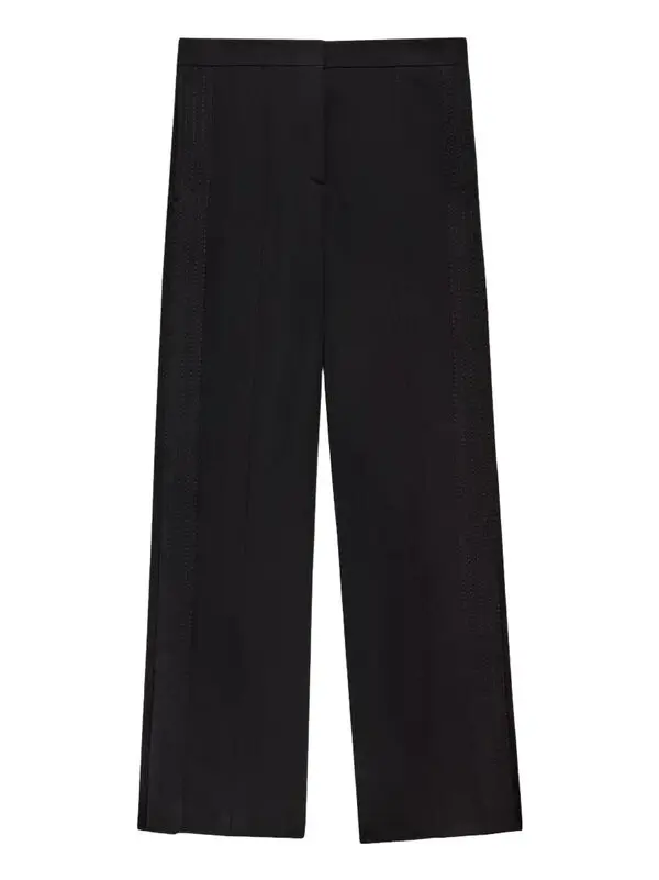 Another Tomorrow Graphic Stitch Snap-fastening Track Pants - Black