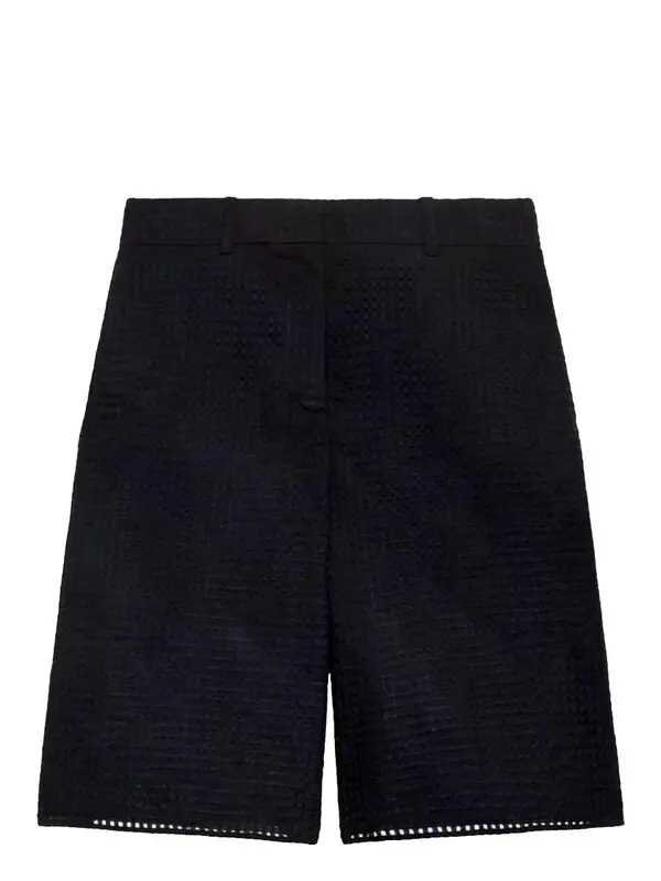 Another Tomorrow Gingham Seersucker Bermuda Shorts - Black