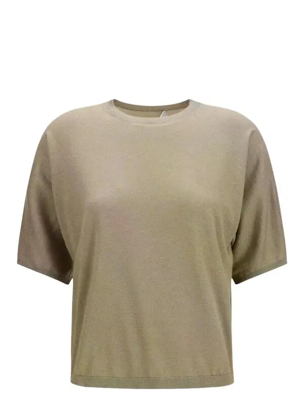 Brunello Cucinelli Short-sleeve Metallic Knit Sweater - Neutrals