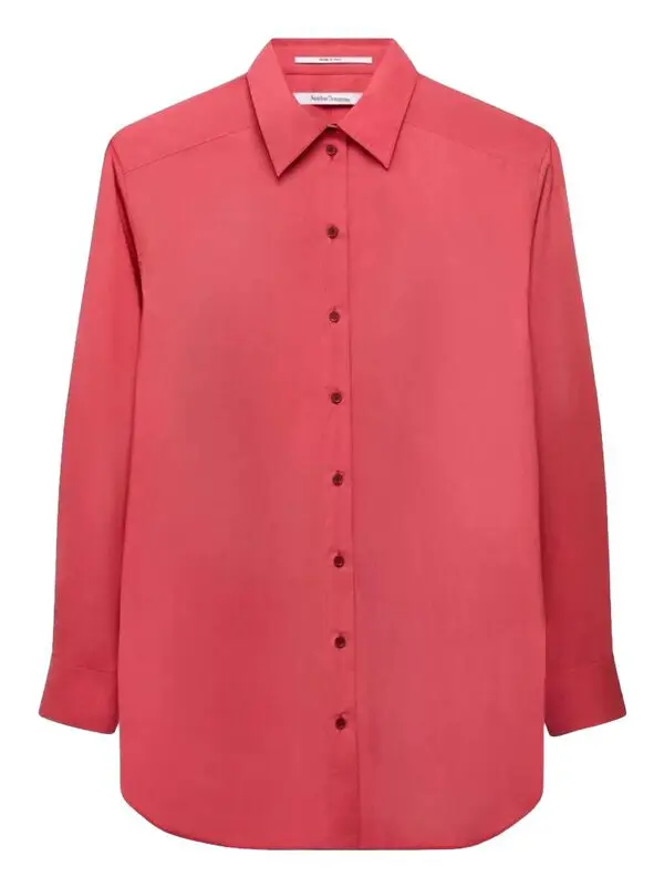 Another Tomorrow Pleat-back Poplin Shirt - Red
