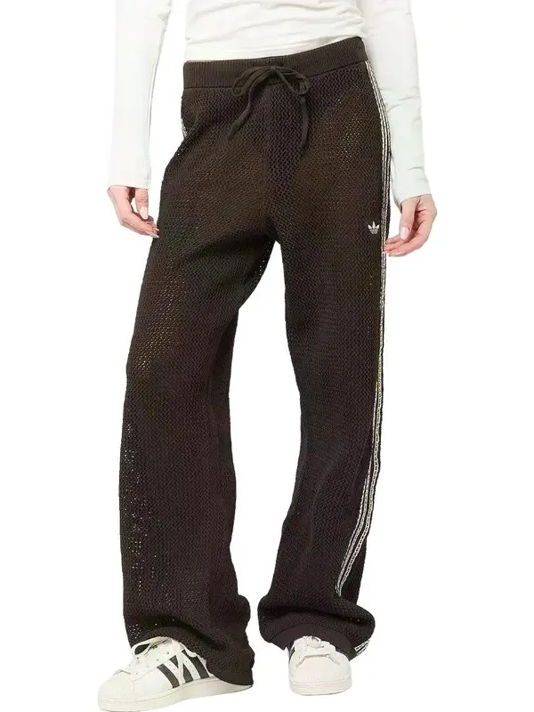 Adidas Mesh-knit Track Pants With Side Stripes - Brown