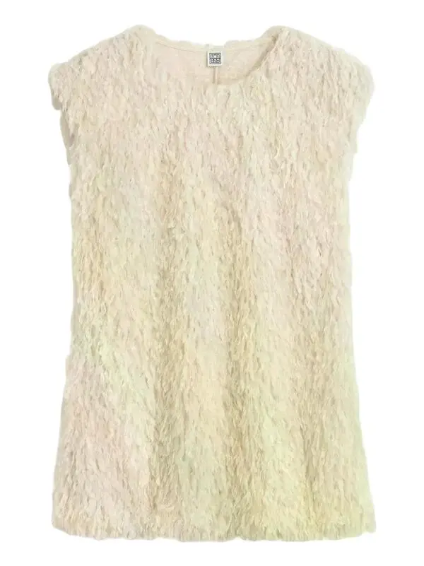 TOTEME Feathered-jersey Sleeveless Top - Neutrals