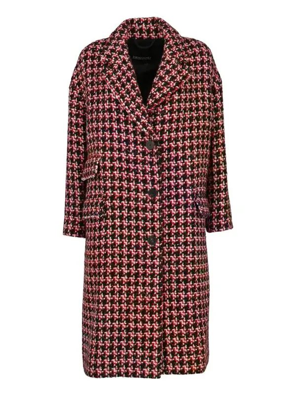 Ermanno Scervino Single-breasted Houndstooth Coat - Black