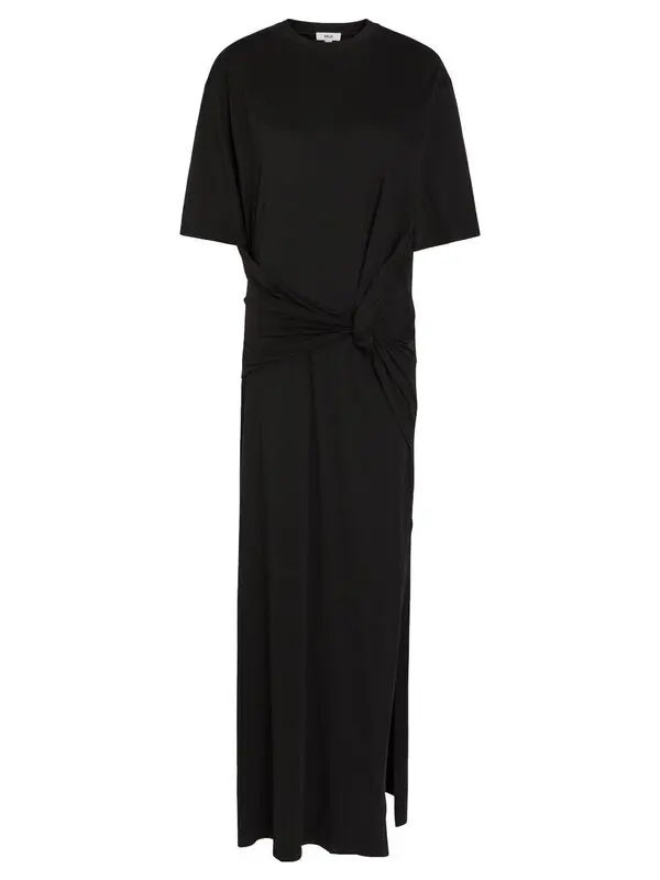 AGOLDE Zanna Gathered Cotton Maxi T-shirt Dress - Black