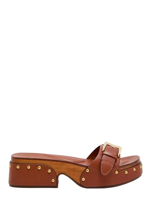 Zimmermann Leather Platform Mules With Stud Embellishments - Brown