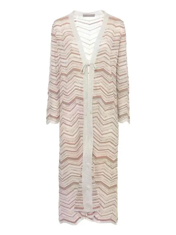 D.exterior Chevron Knit Cardigan - Neutrals