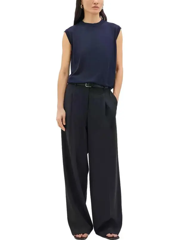 Another Tomorrow Sleeveless Wool Top - Blue