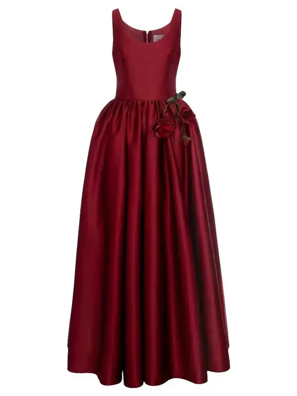 CRISTINA SAVULESCU Floral Appliqué Gown - Red