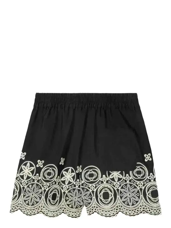 La DoubleJ Sangallo Embroidered Mini Shorts - Black