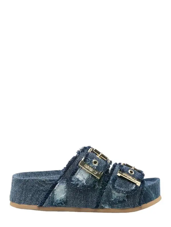 COLORS OF CALIFORNIA Distressed Buckle-fastening Sandals - Blue