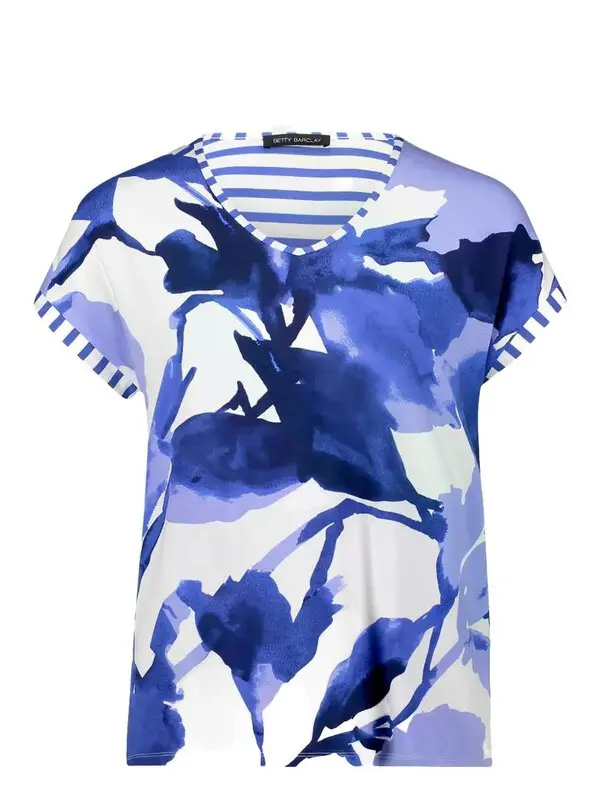 BETTY BARCLAY Floral Print V-neck Top - Blue