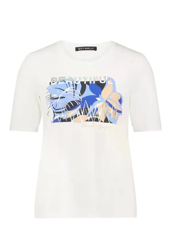 BETTY BARCLAY Embellished Graphic T-shirt - Neutrals