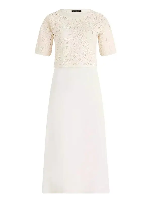 BETTY BARCLAY Lace-overlay Short-sleeve Dress - Neutrals