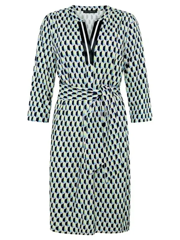 BETTY BARCLAY Geometric Print Belted Dress - Blue